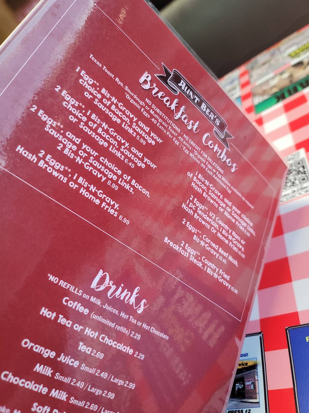 Menu at Aunt Bea's Home Cooking restaurant, Greeneville