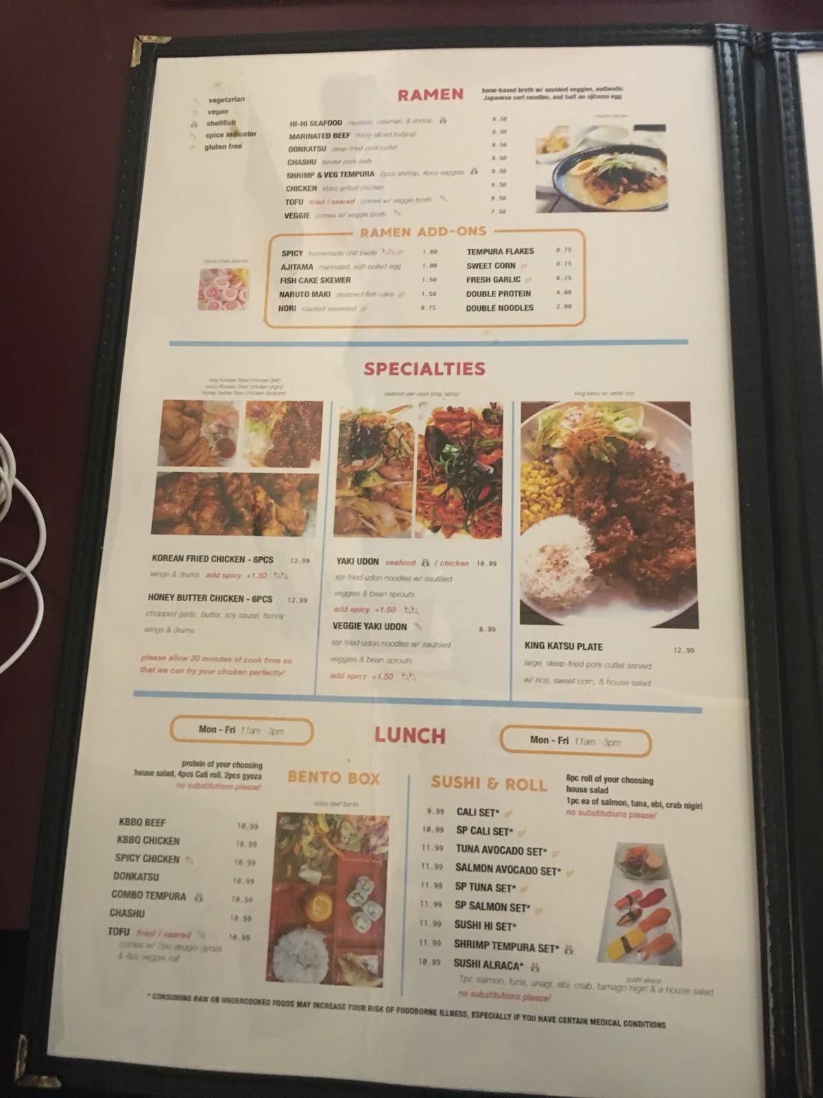 Carta del restaurante Sushi Hi, Austin