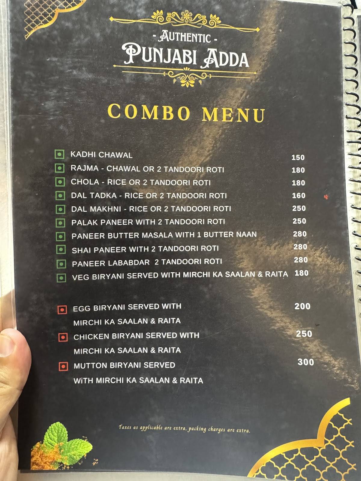Menu at Authentic Punjabi Adda - North Indian Food, Bengaluru