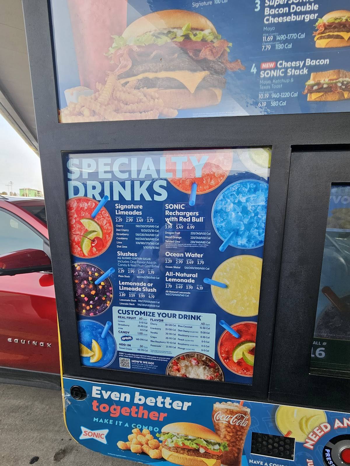 Menu at Sonic Drive-In fast food, Ava, NW 12th Ave