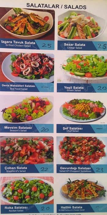 Menu at Ayse Sultan, Istanbul