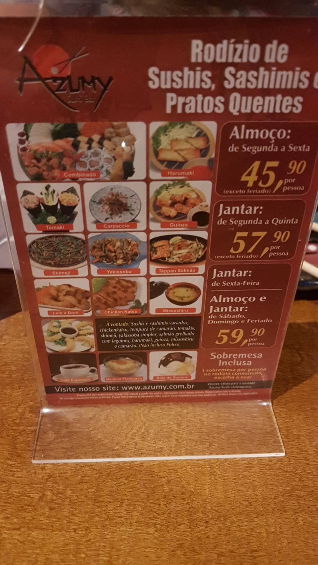 Menu em Azumy Sushi Bar Araraquara, Araraquara, Av. Padre Francisco ...