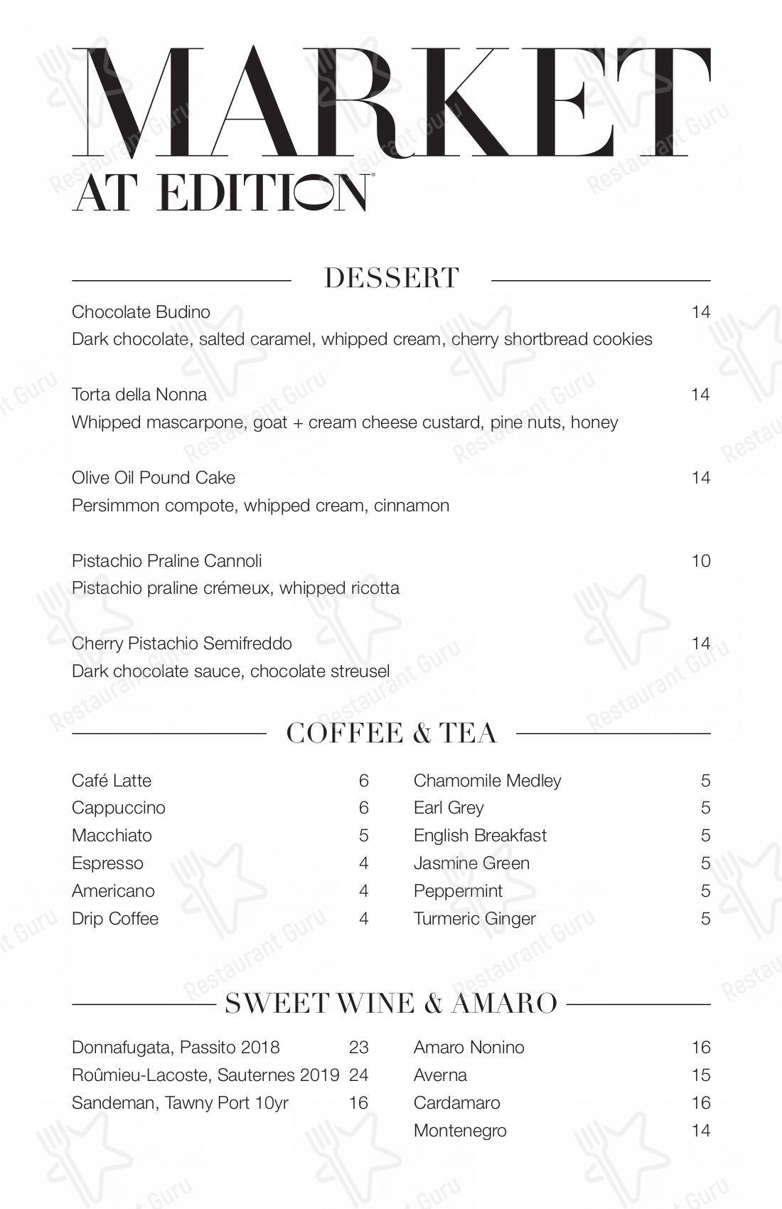 Menu at Azure at EDITION restaurant, Tampa