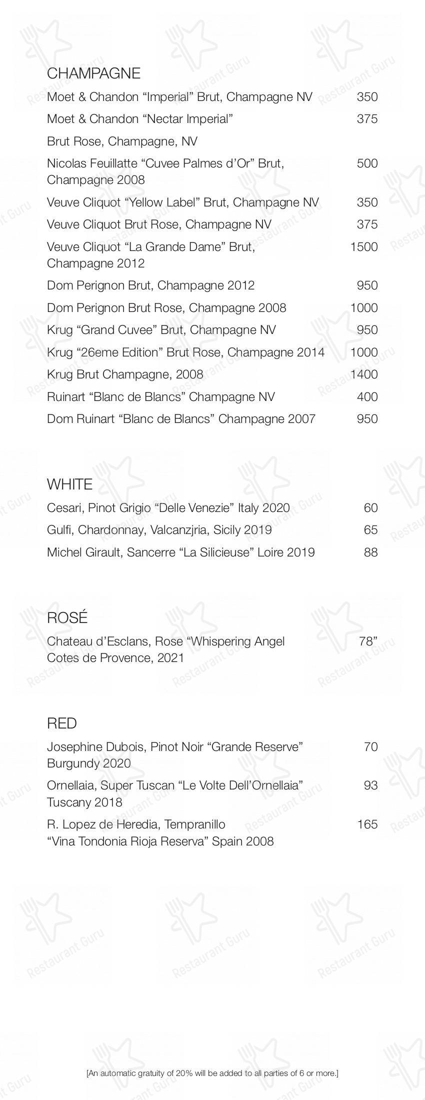 Menu at Azure at EDITION restaurant, Tampa