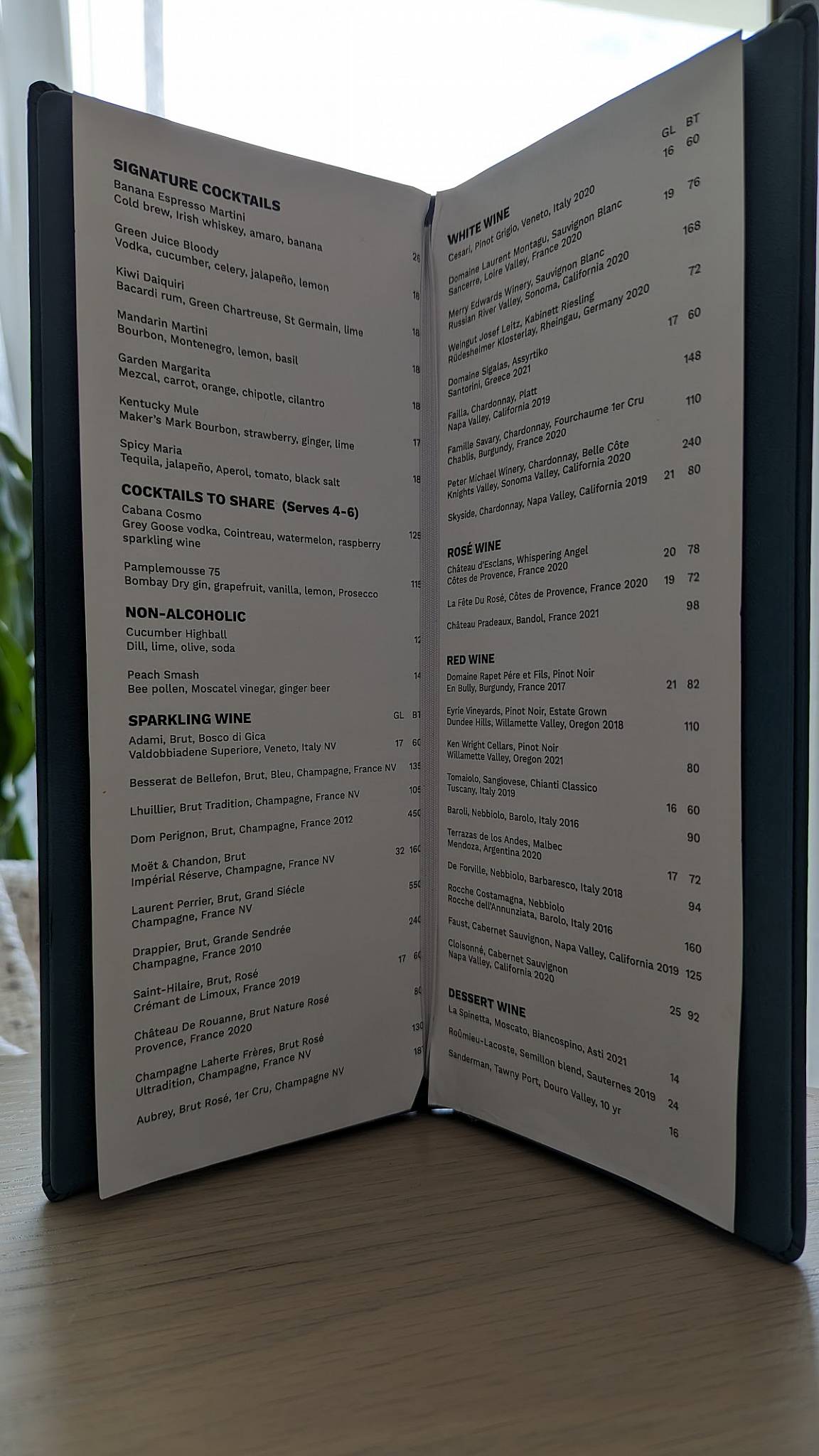 Menu at Azure at EDITION restaurant, Tampa