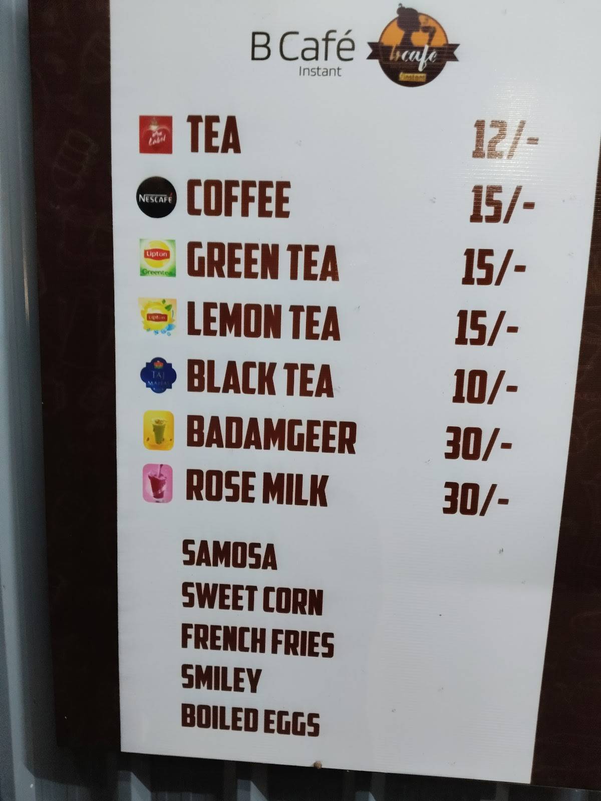 Menu at B Café, Palakollu