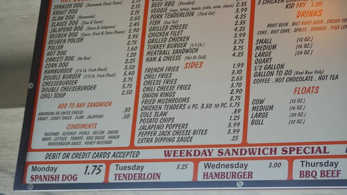 Menu at B-K Root Beer fast food, Troy, Stone Cir Dr