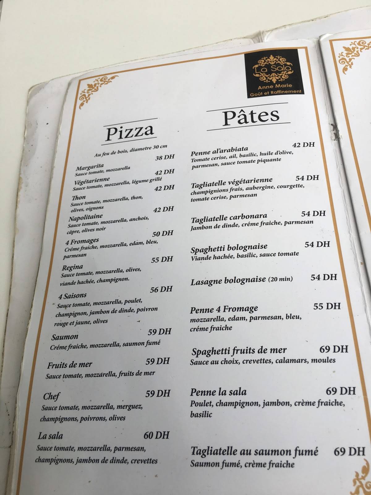 Menu au Bacara Healthy Food restaurant, Rabat