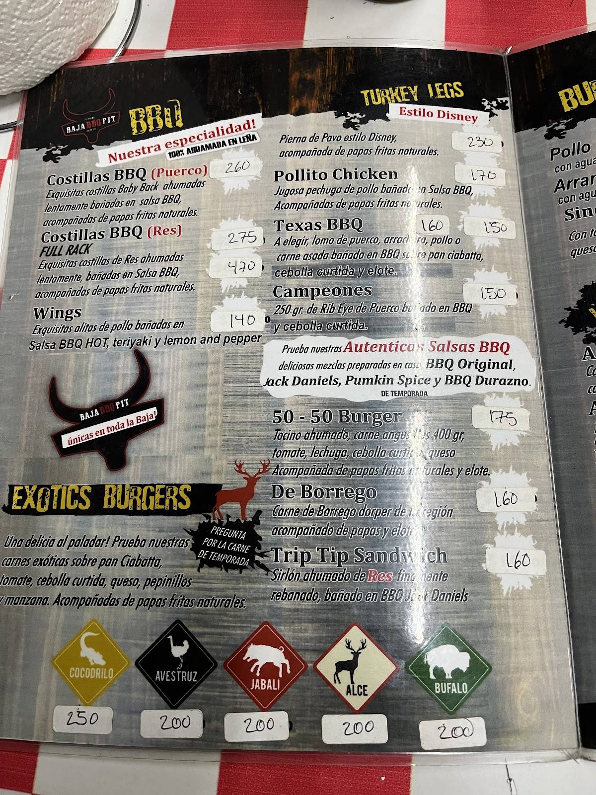 Menu at BAJA BBQ PIT LA MESA, Tijuana, C. Benito Juárez 17