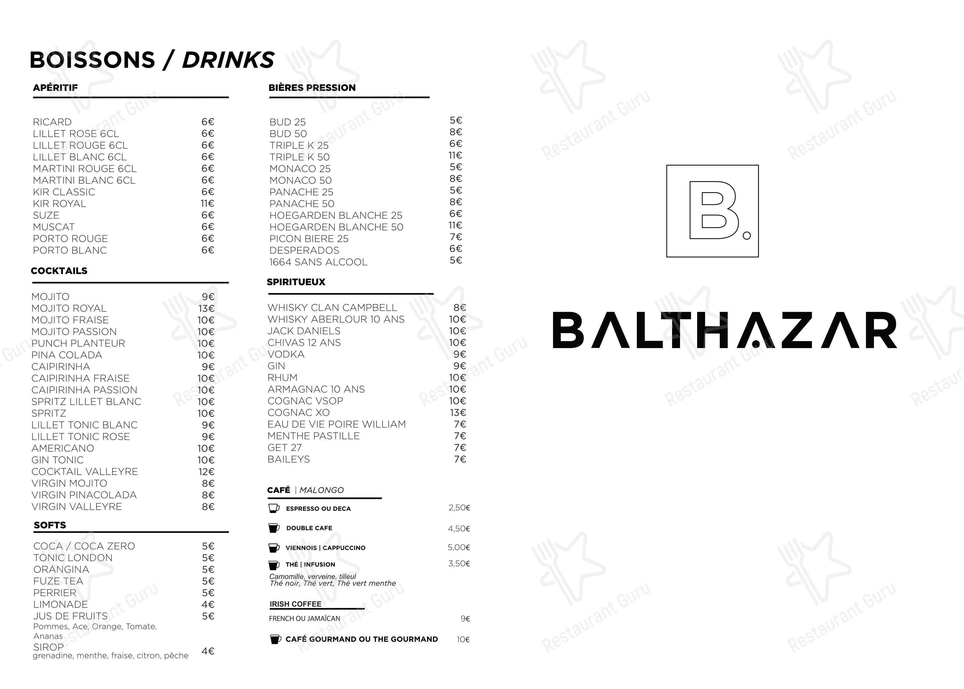 Menu at BALTHAZAR restaurant, Audenge, 2 Rue John Maynard Keynes