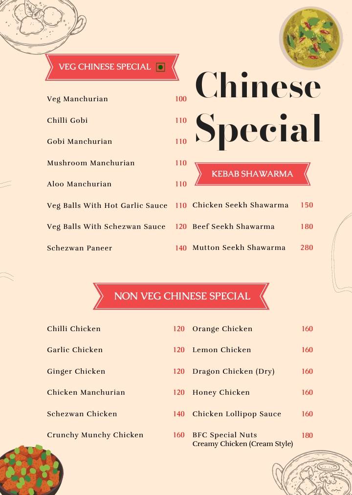 Menu at BANU FOOD COURT (BFC), Marthandam