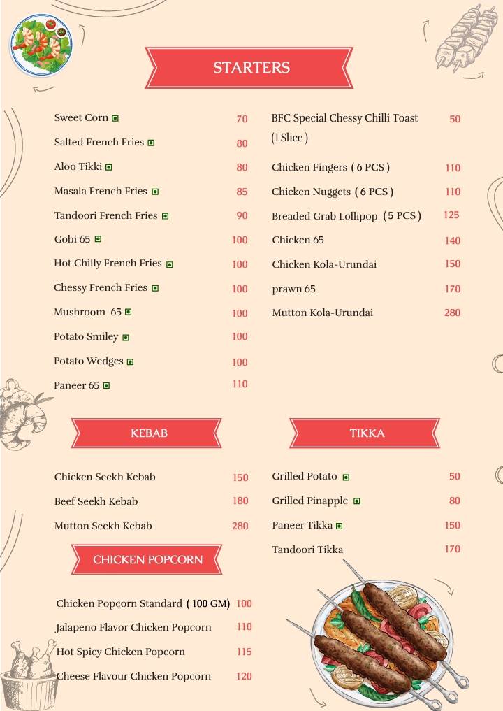 Menu at BANU FOOD COURT (BFC), Marthandam