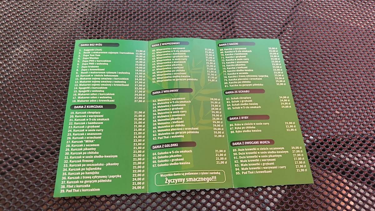 Menu at BAR ASIA TUAN HUYEN, Ciechanow