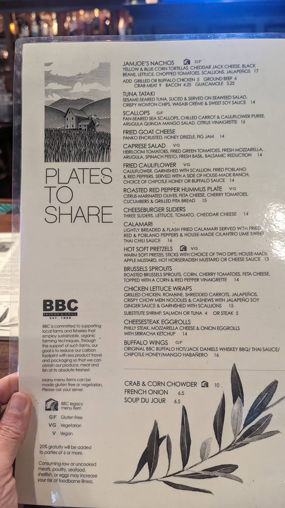 Menu at BBC Tavern and Grill pub & bar, Greenville