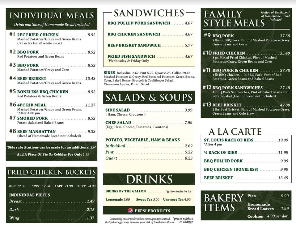 Menu at Dogwood Barbeque, Vincennes