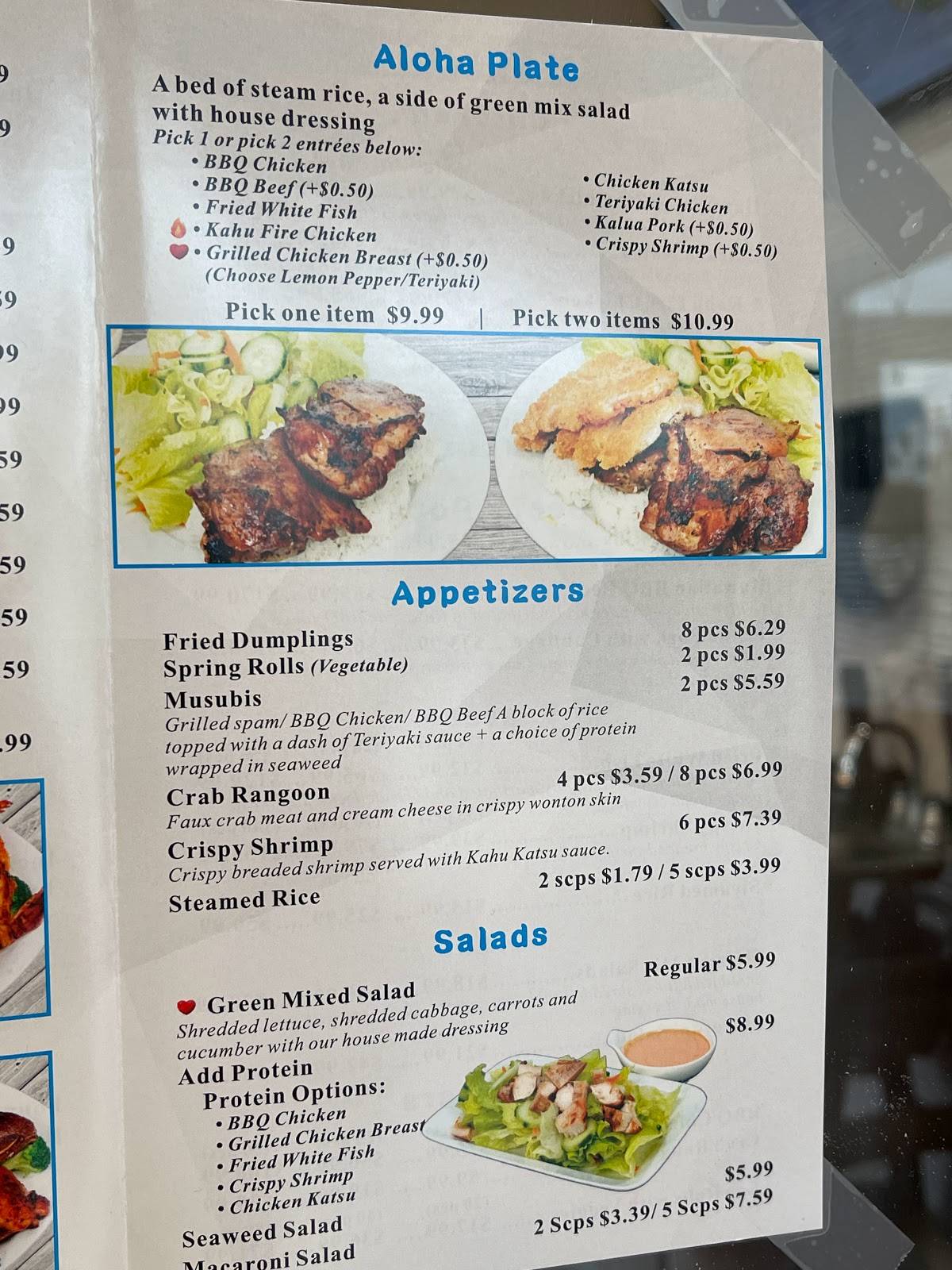 Menu at Kahu Hawaiian BBQ, Phoenix