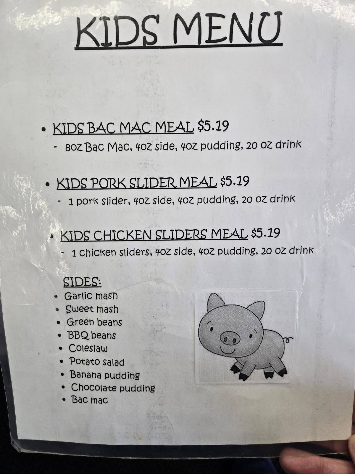 Menu at Rustic Pig BBQ, Fruitland, ID, Fruitland