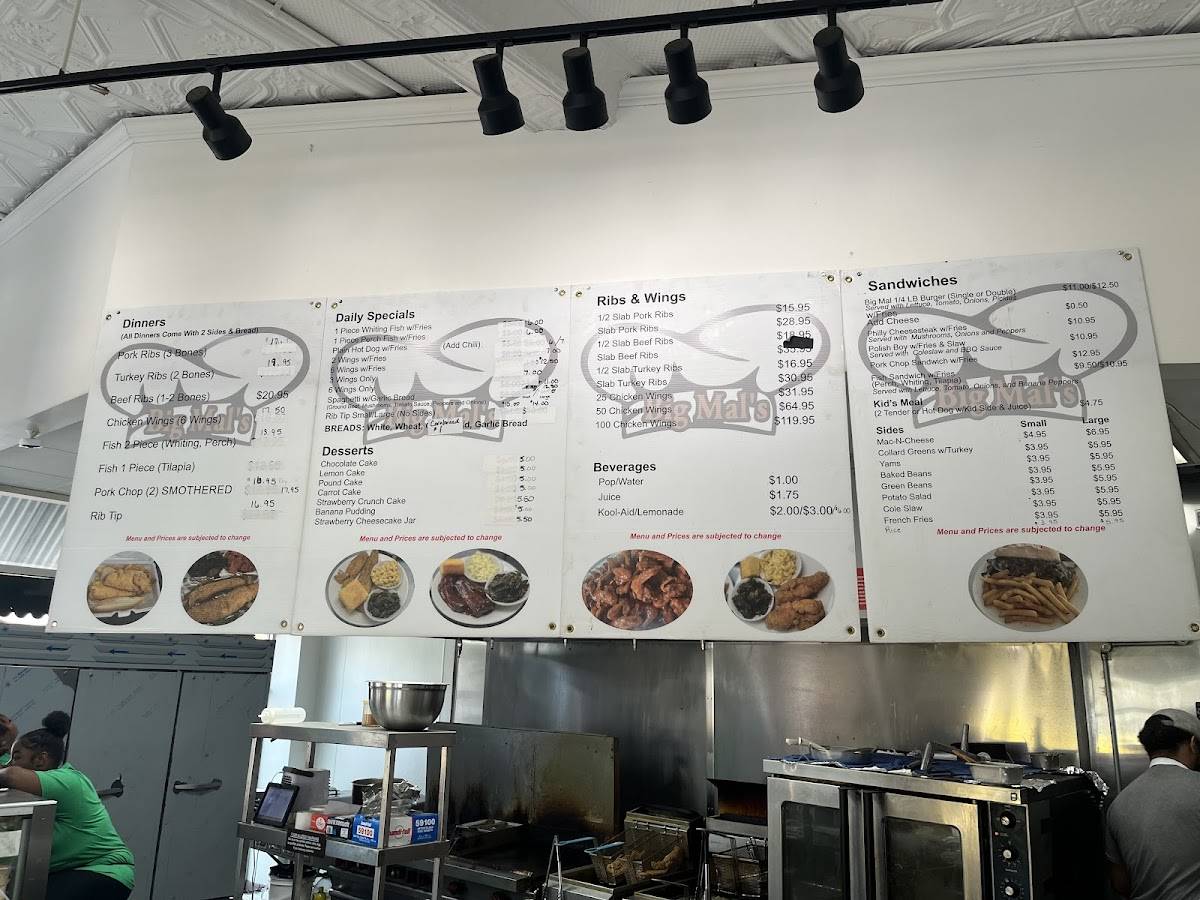 Menu at Big Mal's Linden Cafe, Columbus