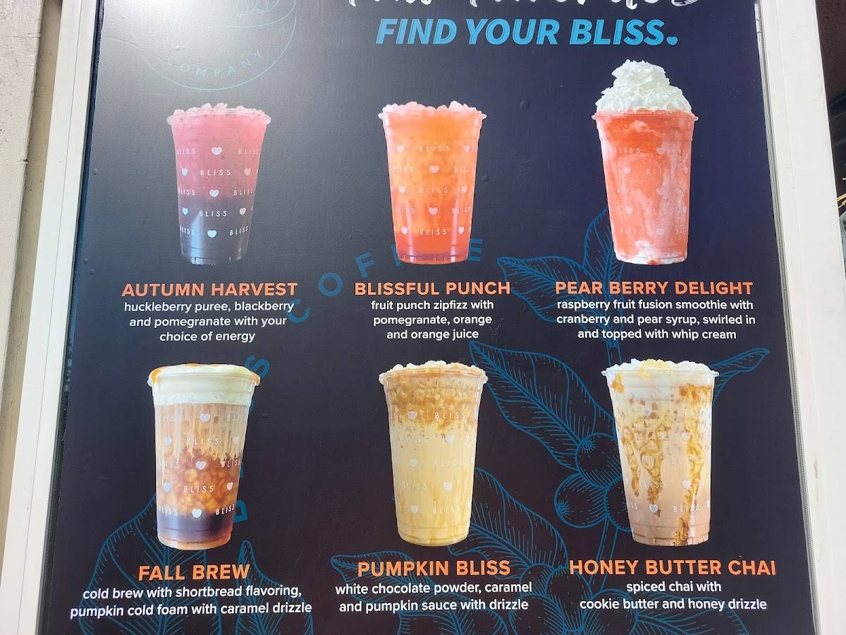 Menu at BLISS COFFEE COMPANY, Spokane