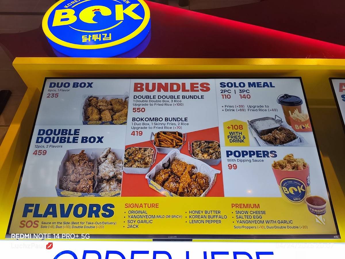 Menu at BOK Korean Fried Chicken - Cebu IT Park restaurant, Cebu City