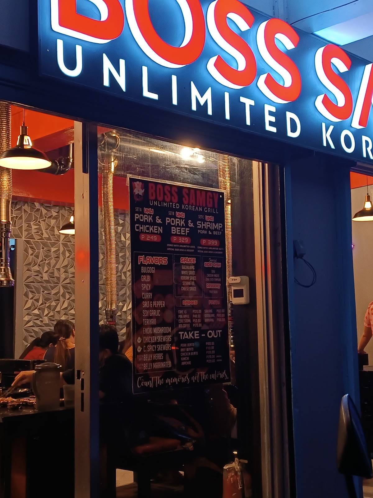 Menu at BOSS SAMGY restaurant, Manila