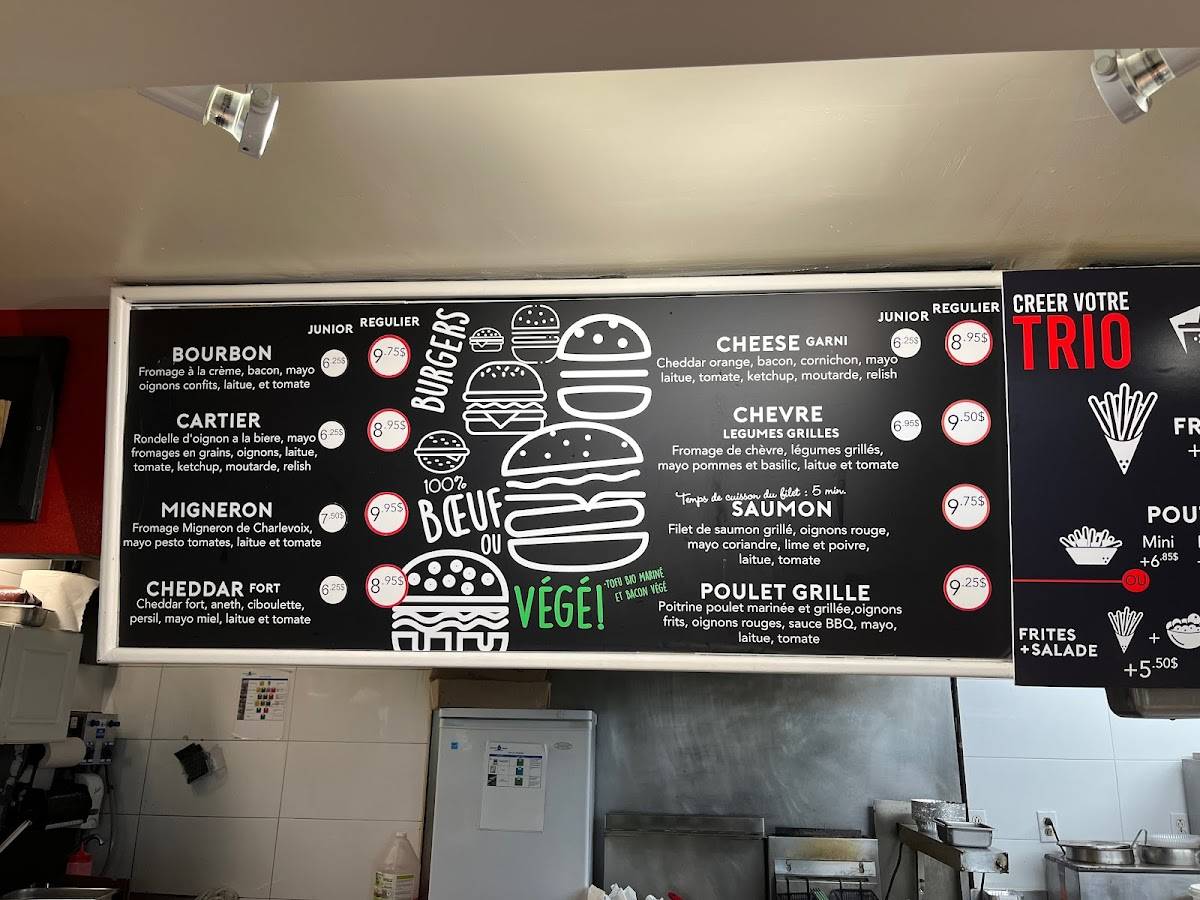 Carta del restaurante BURGER CARTIER, Quebec