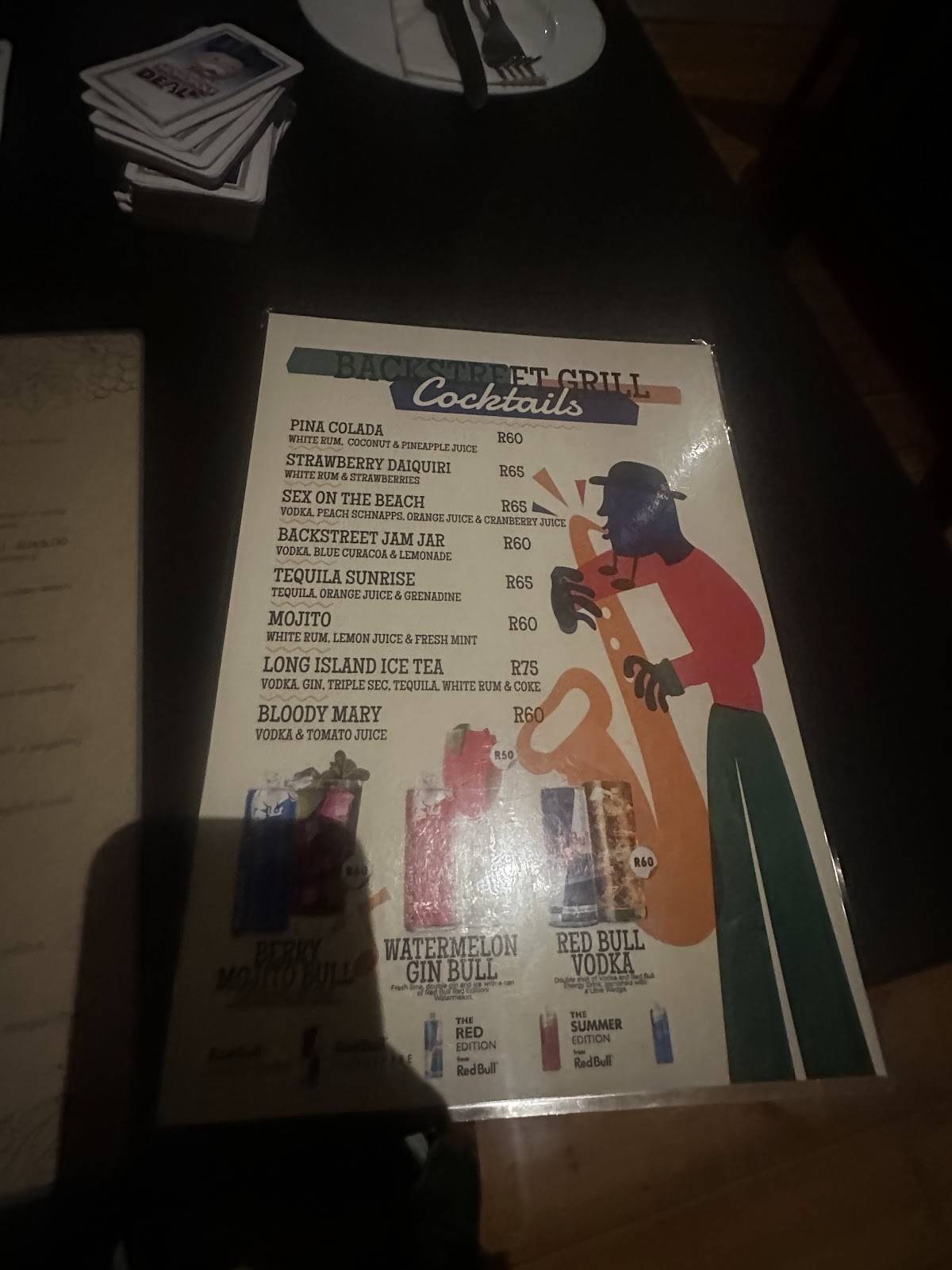Menu at Backstreet Grill steakhouse, Port Elizabeth