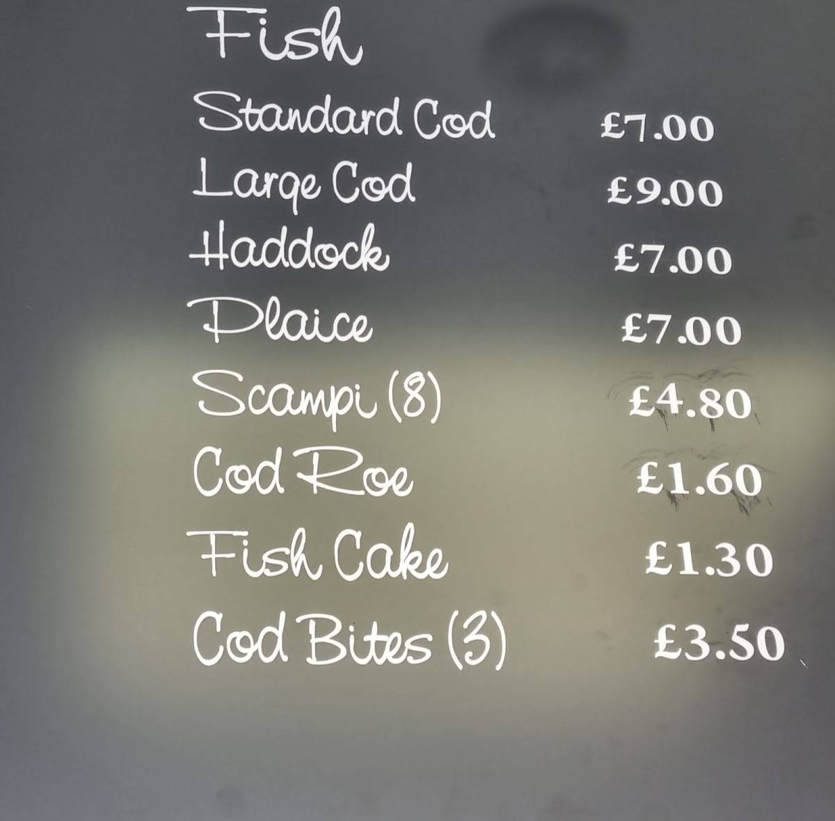 Menu at Backwell Fish Bar, Bristol