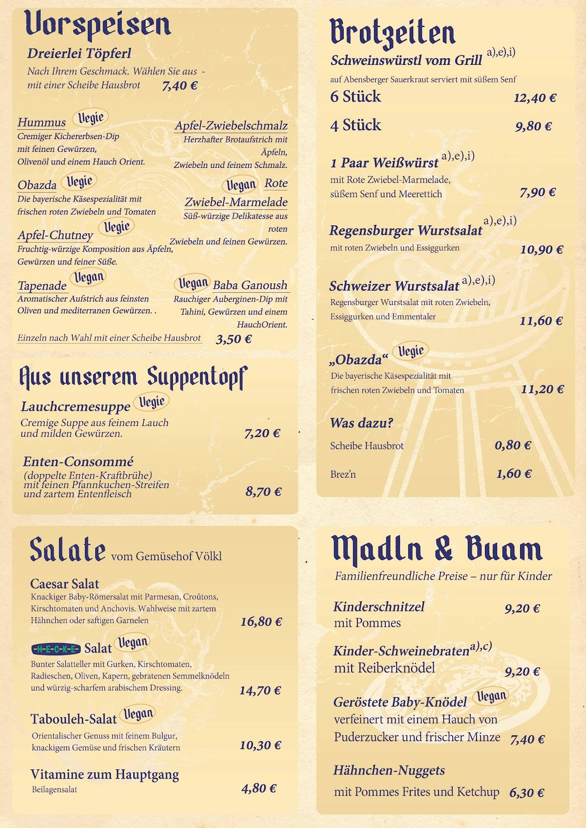 Carta del pub y bar Die HECKE in Bad Füssing, Bad Füssing