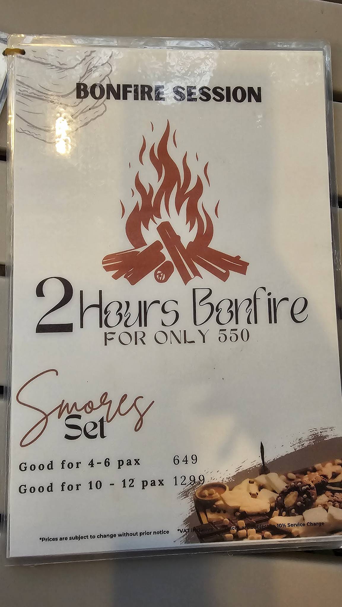 Menu at KoCo Cafe, Baguio