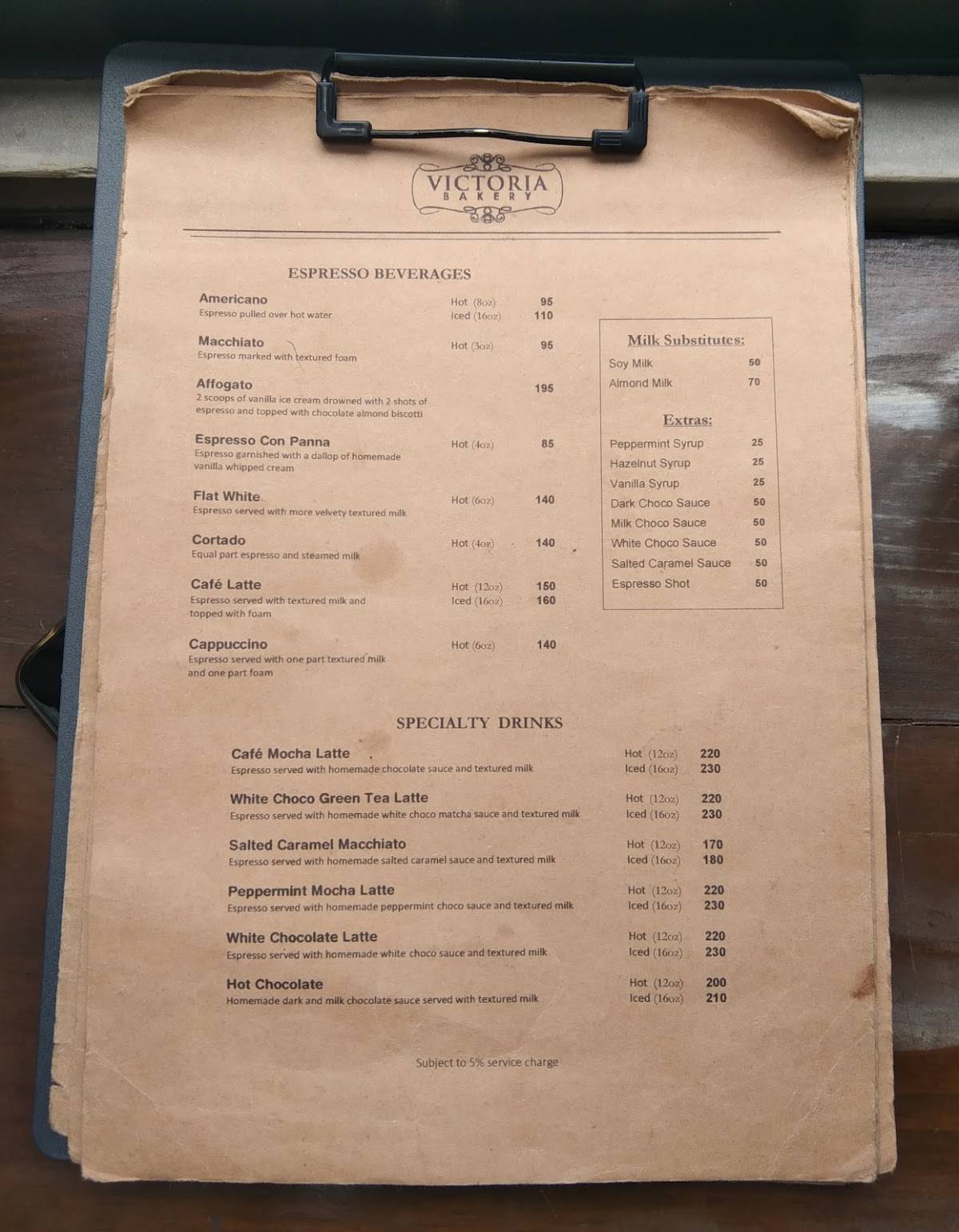Menu at Victoria Bakery Loakan, Baguio