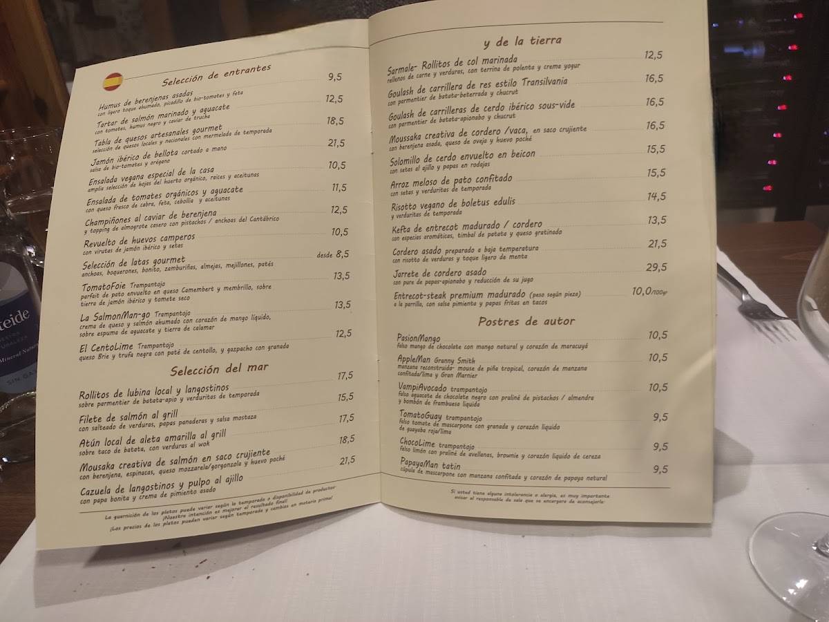 Menu at Bambi Gourmet restaurant, Puerto de la Cruz