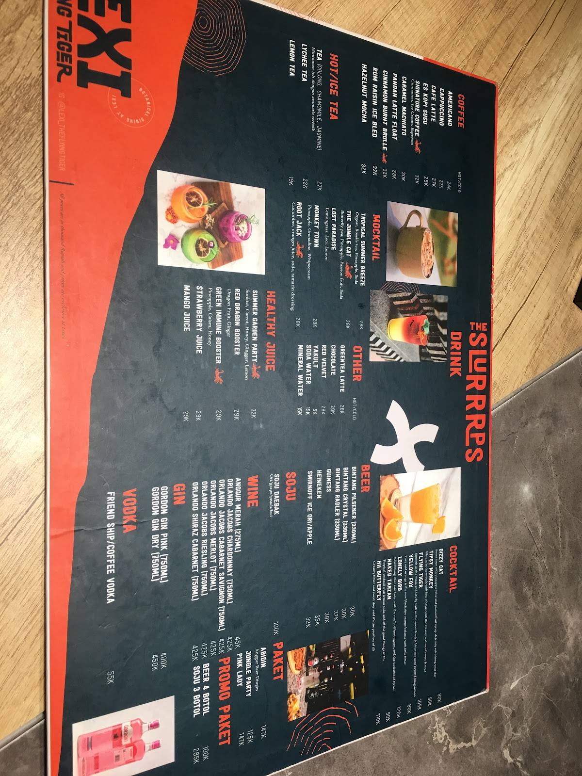 Menu at Lexi The Flying Tiger restaurant, Bandung