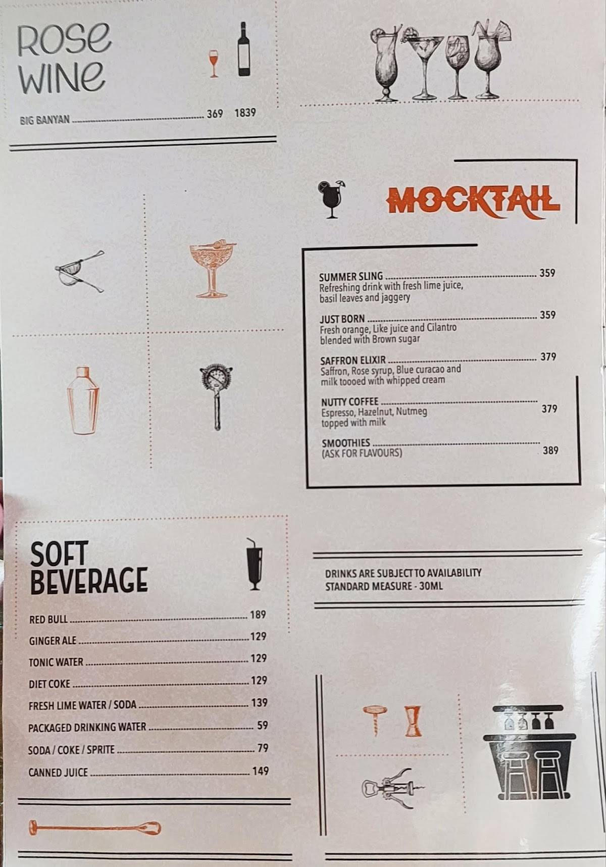 Menu at Bangalore Brew Works, Bengaluru, 99