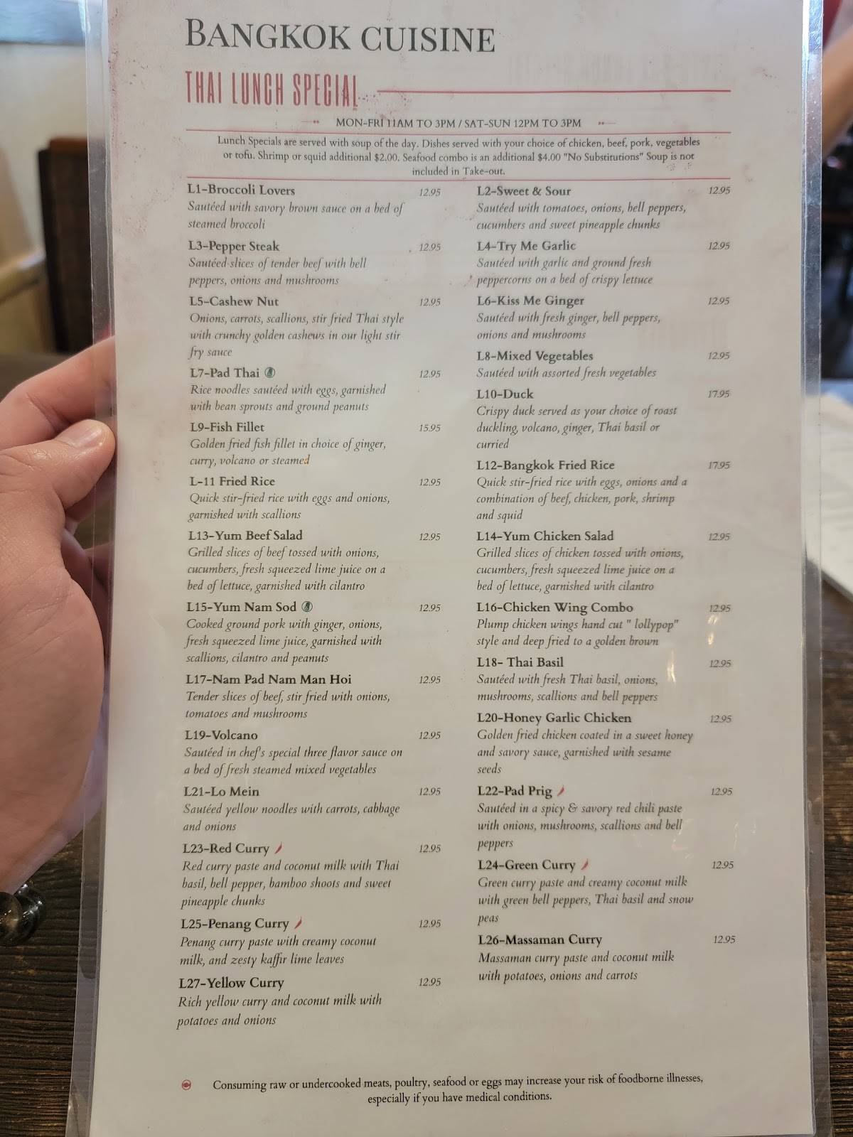 Menu at Bangkok Cuisine restaurant, Homestead, 45 N Homestead Blvd