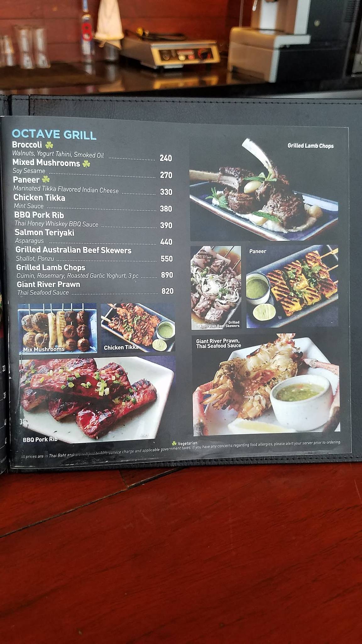 Menu at Octave Rooftop Lounge & Bar, Bangkok