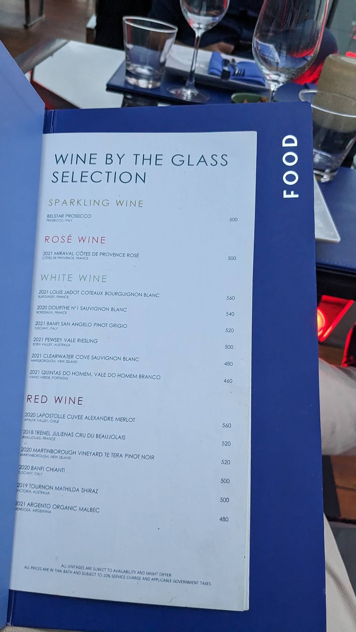 Menu at Octave Rooftop Lounge & Bar, Bangkok