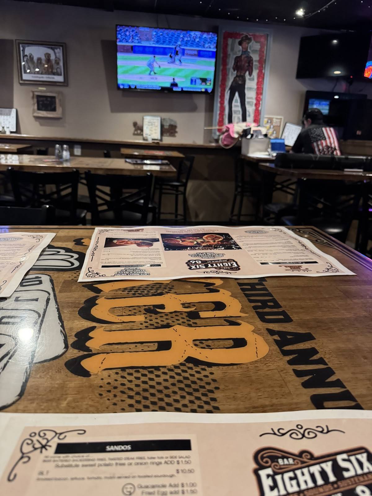 Menu at Bar 86, Richfield