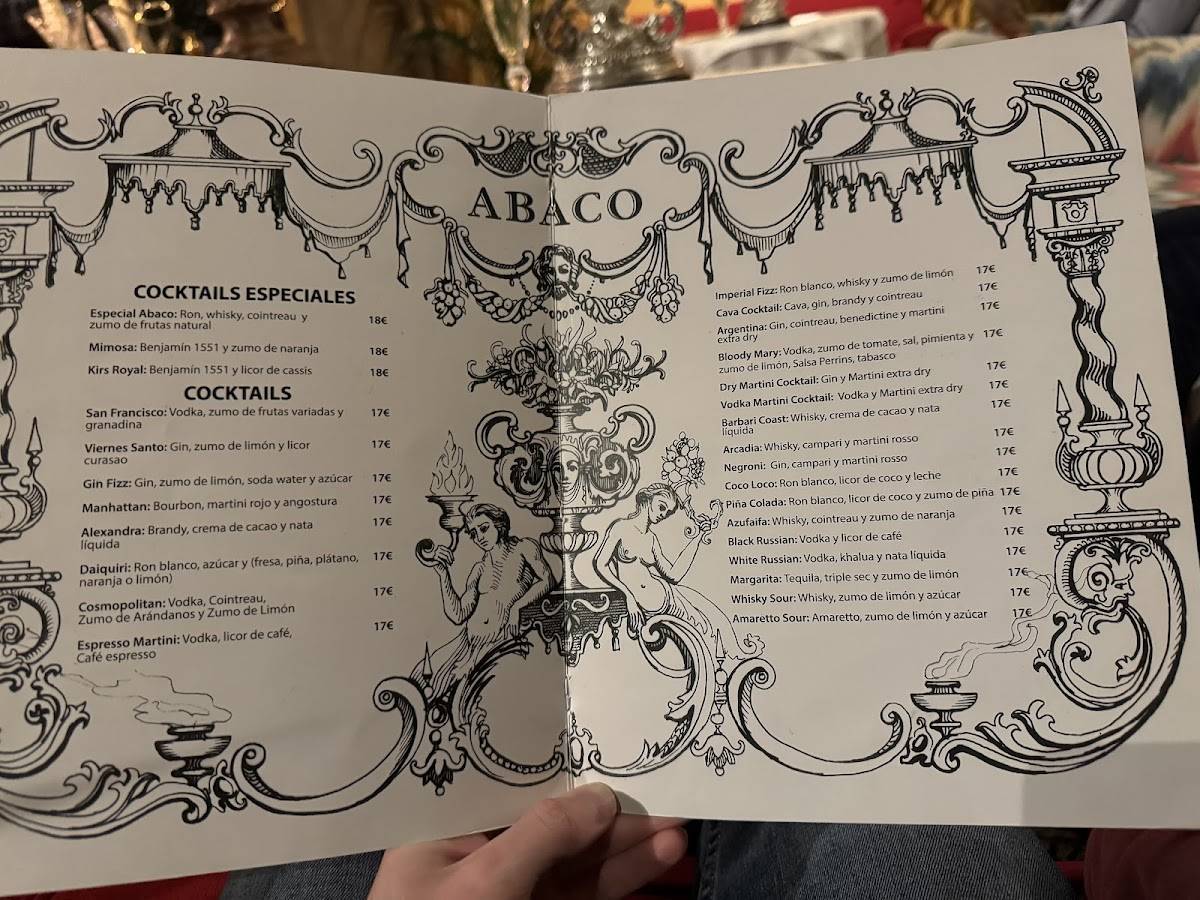 Menu at Bar Abaco, Palma, Carrer de Sant Joan