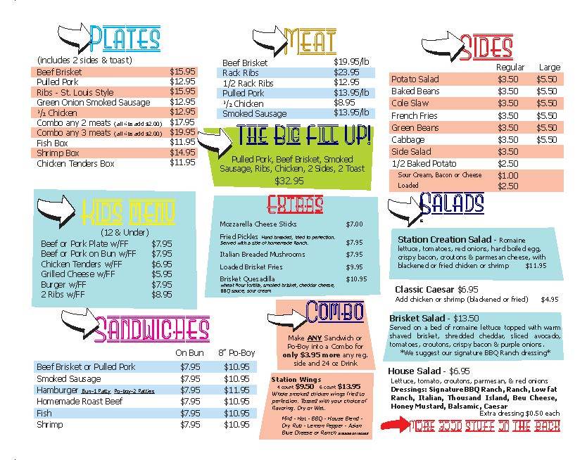 Menu at Bar-B-Que Station #2 Hammond, Hammond