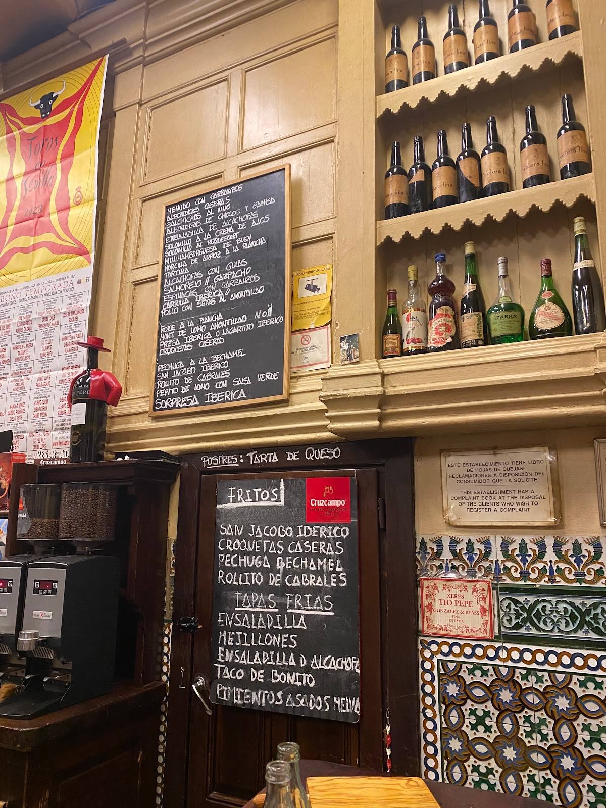 Menu at Bar Casa Morales, Seville, C. García de Vinuesa