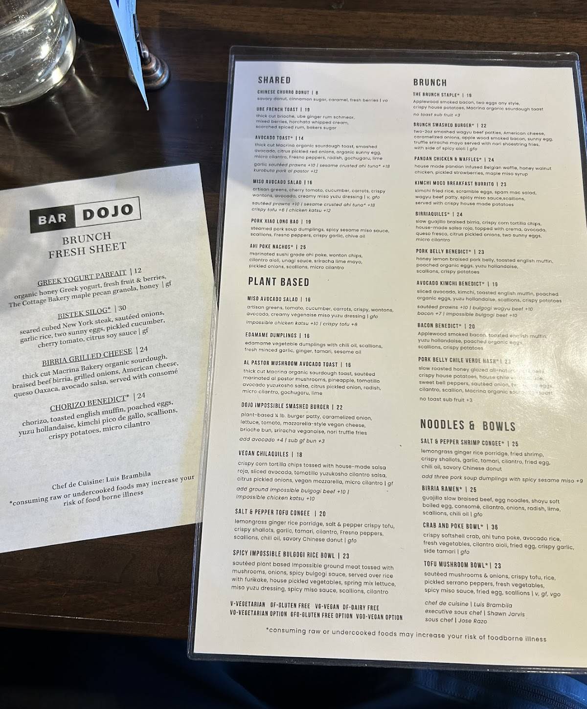 Menu at Bar Dojo, Edmonds, Bowdoin Way