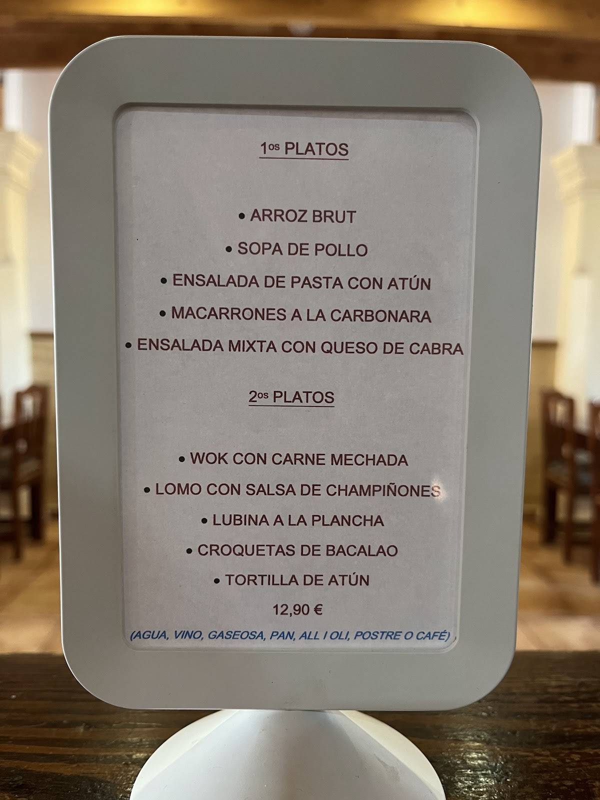 Carta de Bar Restaurant s'Espiga, Algaida