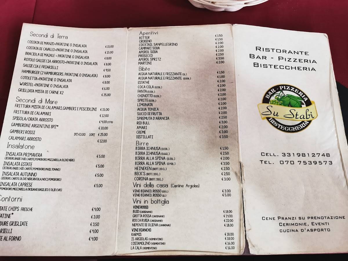 Menu da Bar Ristorante Pizzeria Su Stabi - Villasor, Villasor