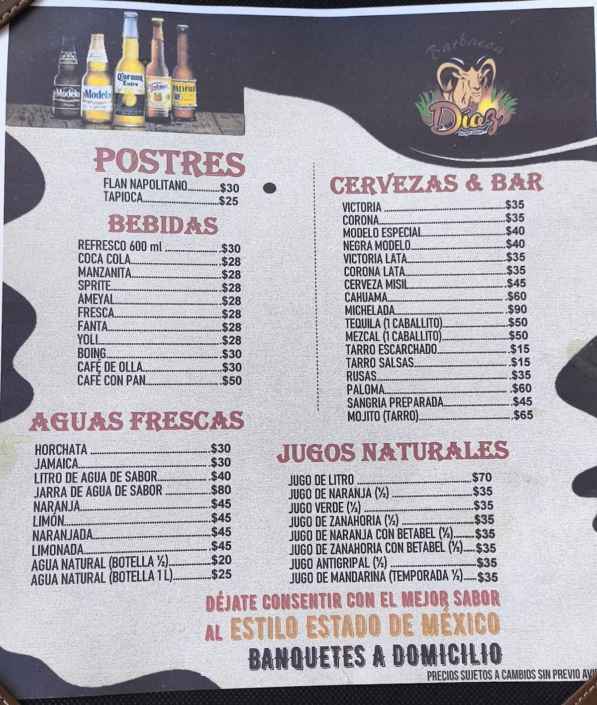 Carta de Barbacoa Diaz, Cuernavaca, Morelos Cuernavaca - Yautepec de ...