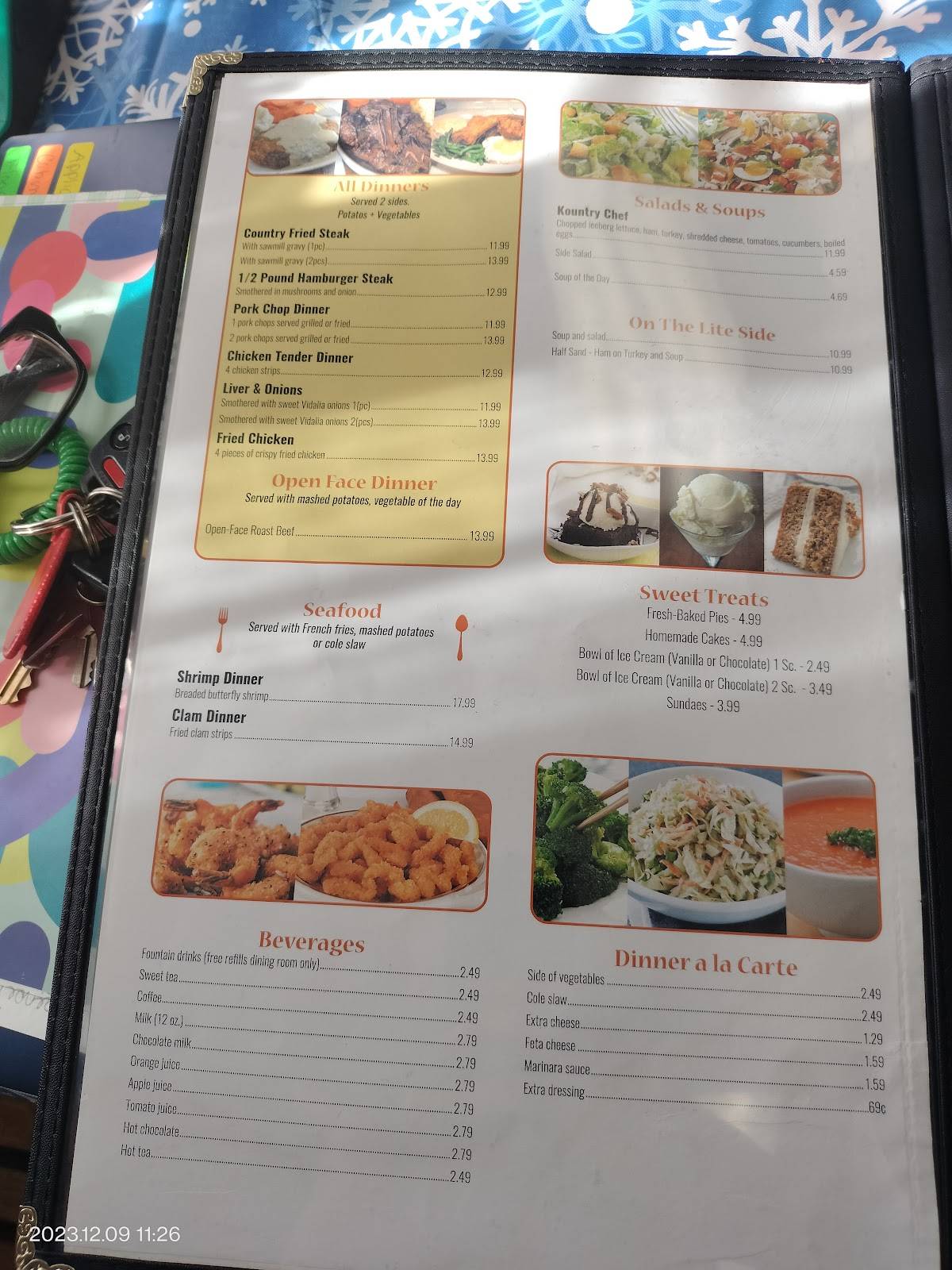 Menu at Barbara's Family Restaurant, Ruskin