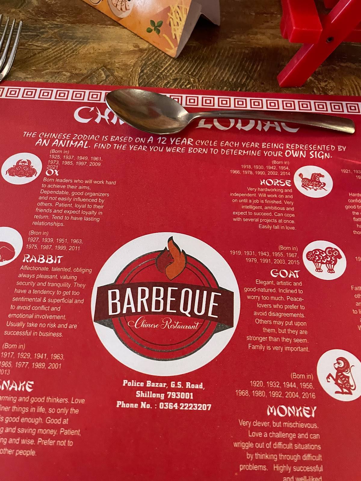Menu at Barbeque Chinese Restaurant, Shillong