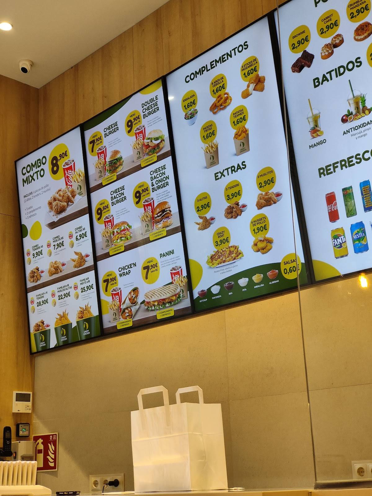 Menu at Crispy Chicken restaurant, Barcelona