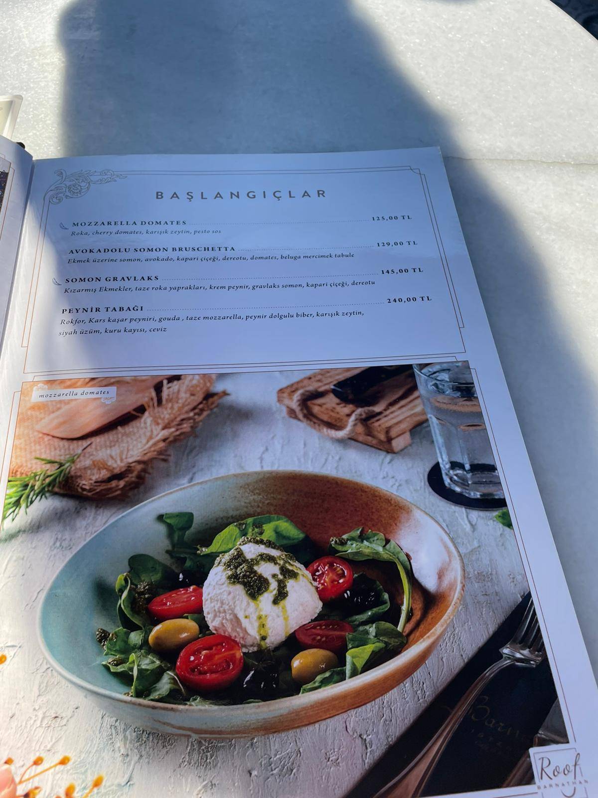 Menu at Barnathan Cafe Brasserie, Istanbul
