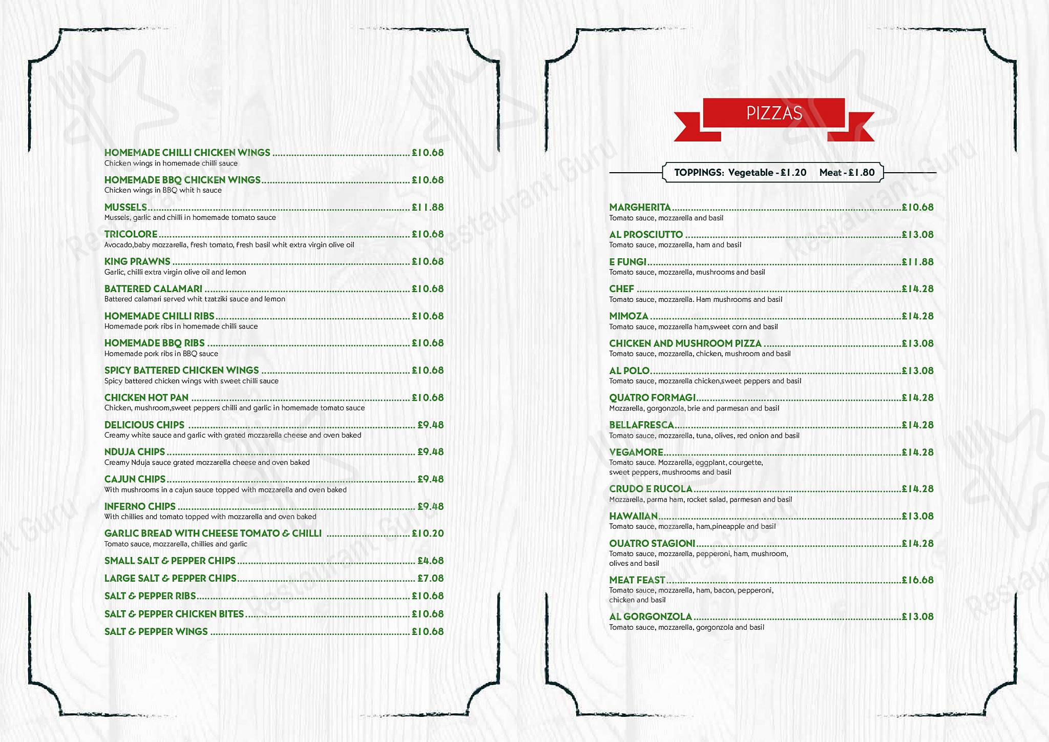 Menu at Mario House RESTAURANT, Barrow-in-Furness